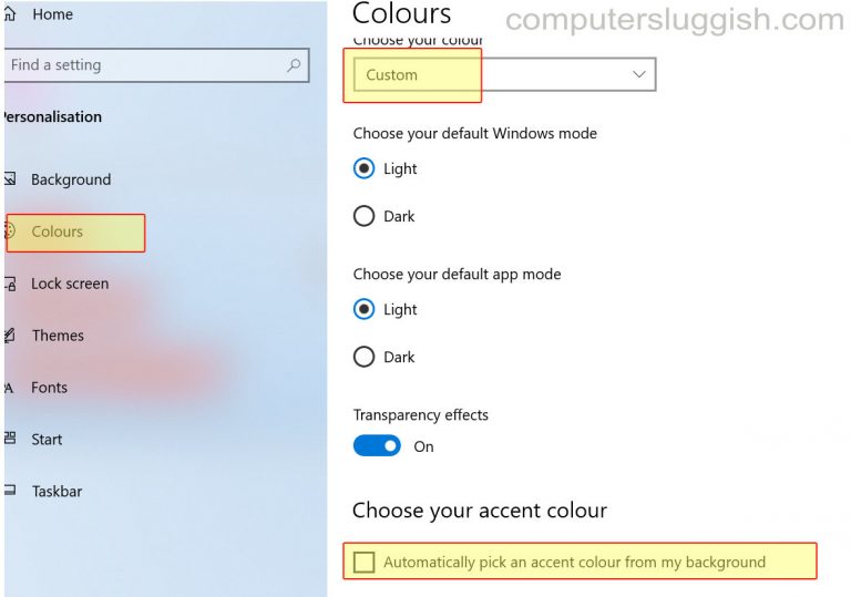 Enable Show Accent Colour For Start, Taskbar & Action Centre In Windows ...